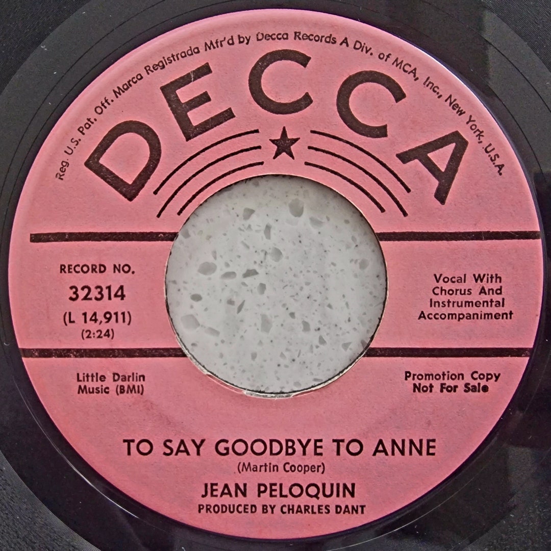 Jean Peloquin - to Say Goodbye to Annie - Original 1968 US Promo 7 ...