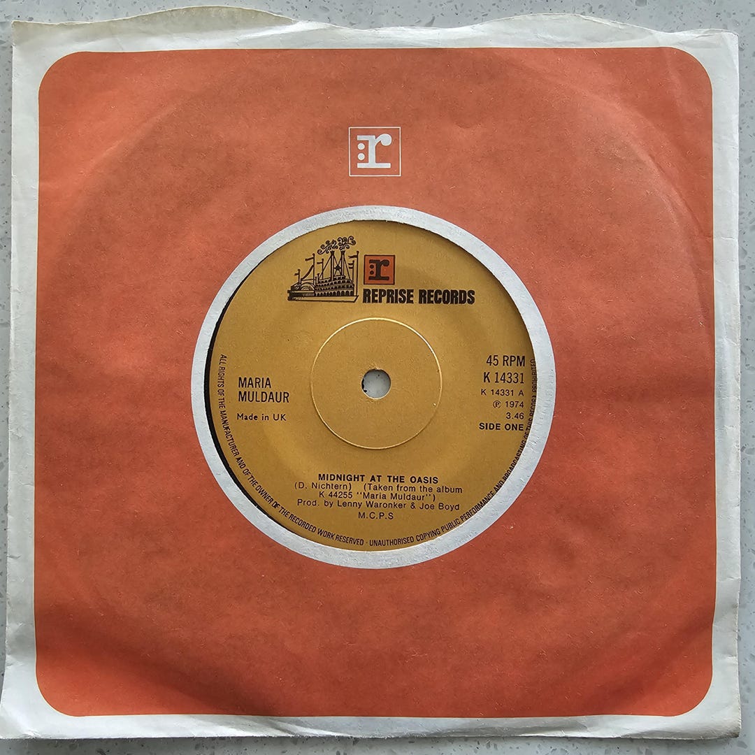 Maria Muldaur – Midnight at the Oasis - Original 1974 UK 7" | Build A Fantastic Vinyl Record ...