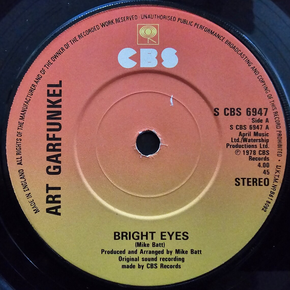 Art Garfunkel - Bright Eyes - Original 1979 - 7" Vinyl Record - Etsy