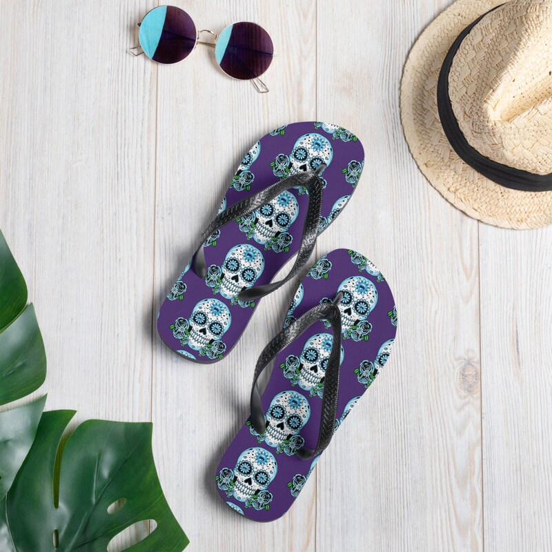 Skull Flip Flops - Etsy