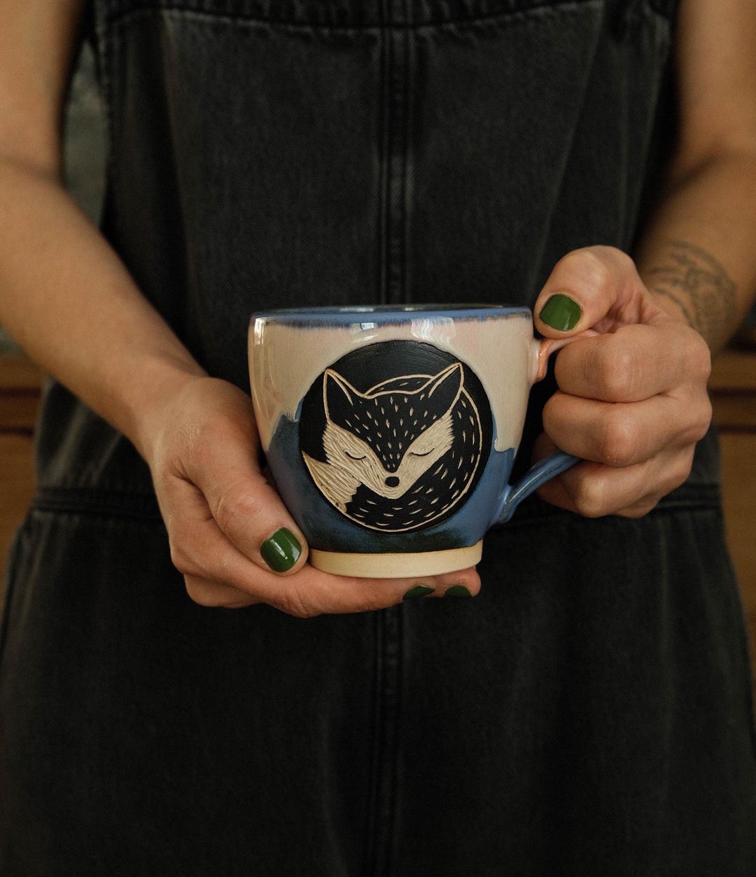Cute Ceramic Fox Mug - Blue and Pink - 320 Ml - Ceramic Gift Idea - Etsy