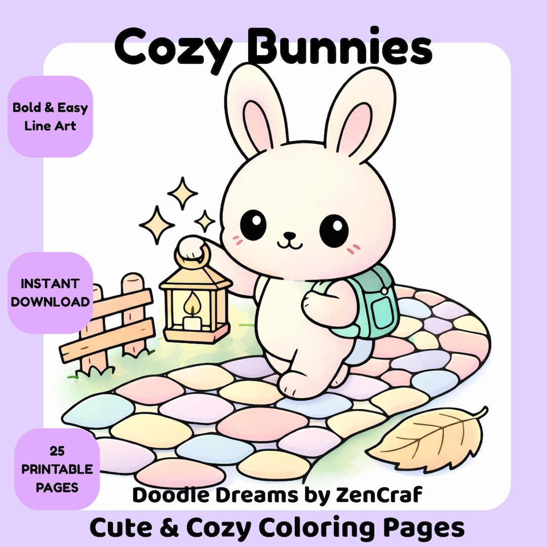 Cozy Bunnies Bunny Animals Coloring Pages, 25 Printable Coloring Pages ...