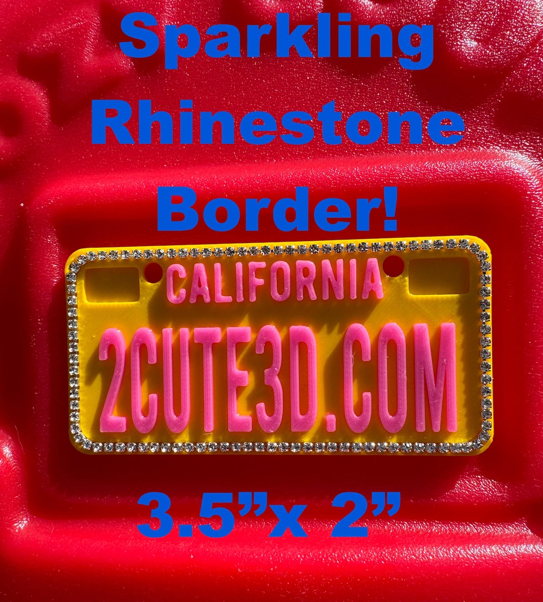 Custom Rhinestone Mini License Plate: Kids Ride-on Cozy Car Tag (3.5"x ...