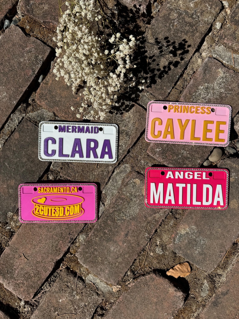 Rhinestone Border Custom License Plate: Ride on Car Toy Tag - Etsy