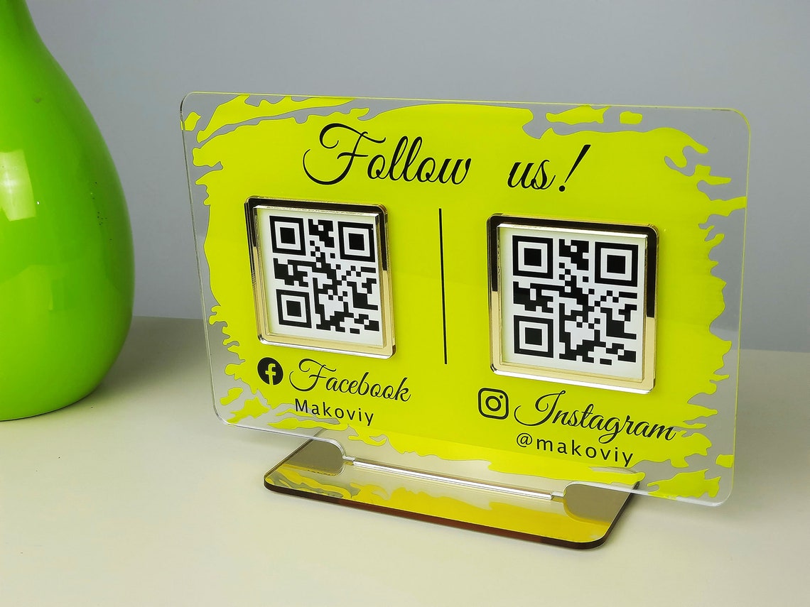QR Code Sign Acrylic Social Media Sign Acrylic Sign - Etsy
