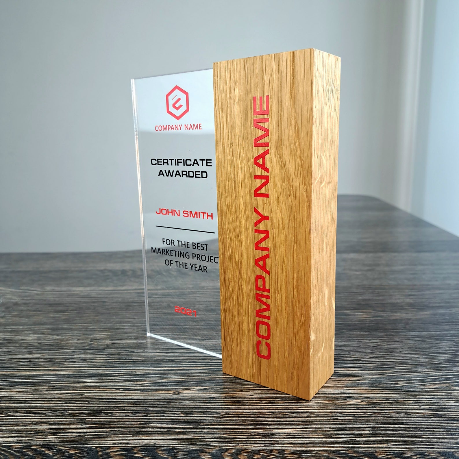 Personalized Wooden & Acrylic Award Plaque - Corporate Recognition ...