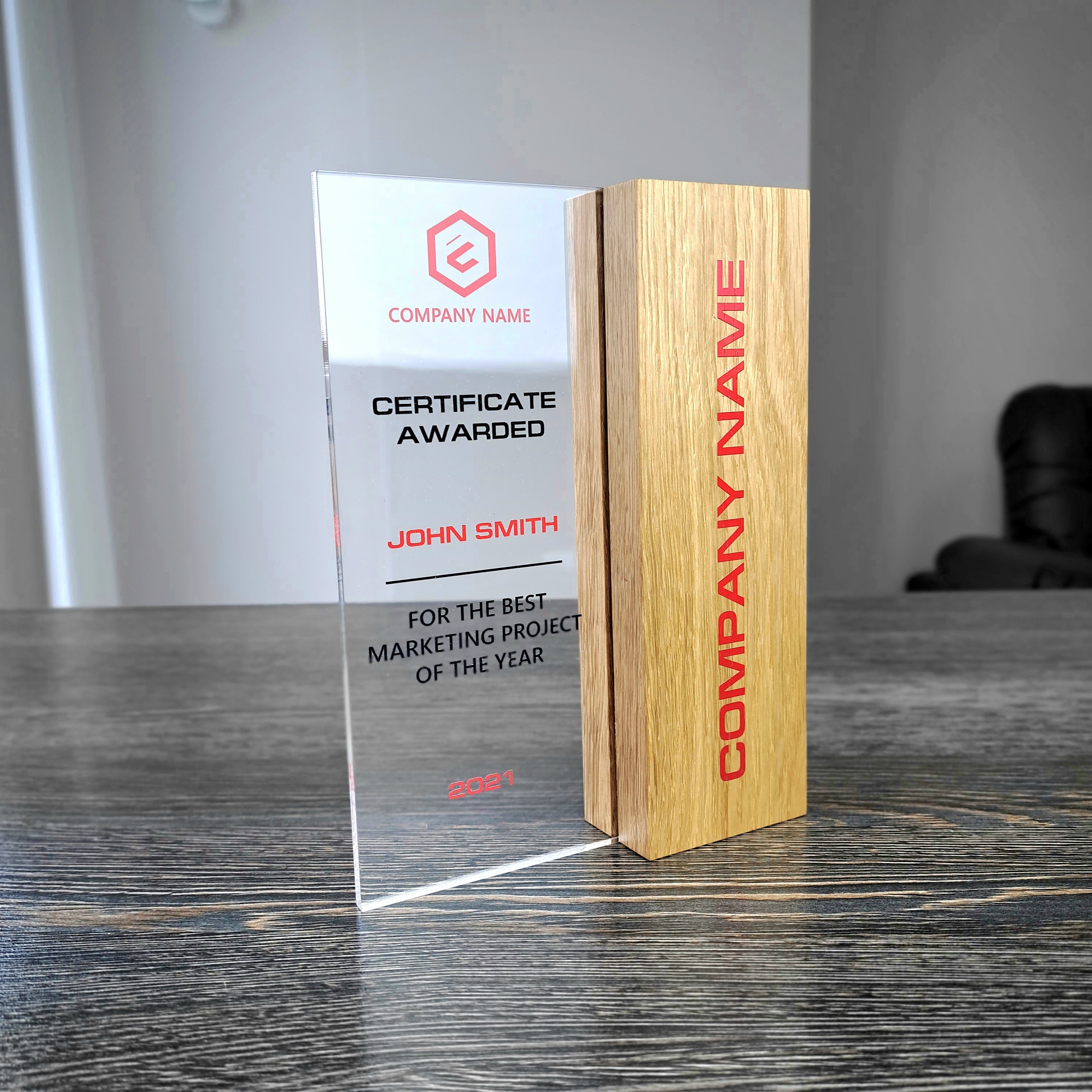 Personalized Wooden & Acrylic Award Plaque - Corporate Recognition ...