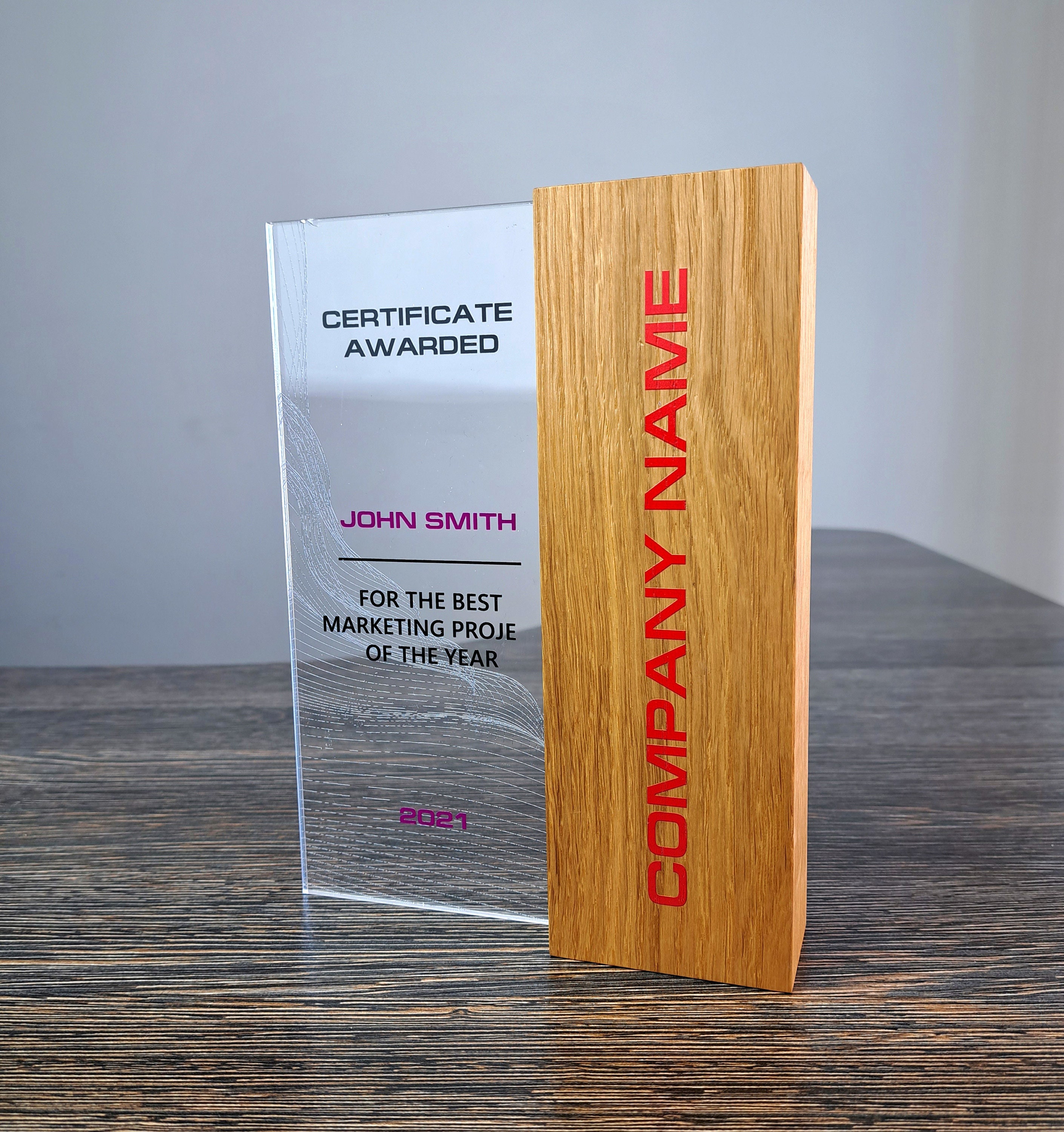 Personalized Wooden & Acrylic Award Plaque - Corporate Recognition ...
