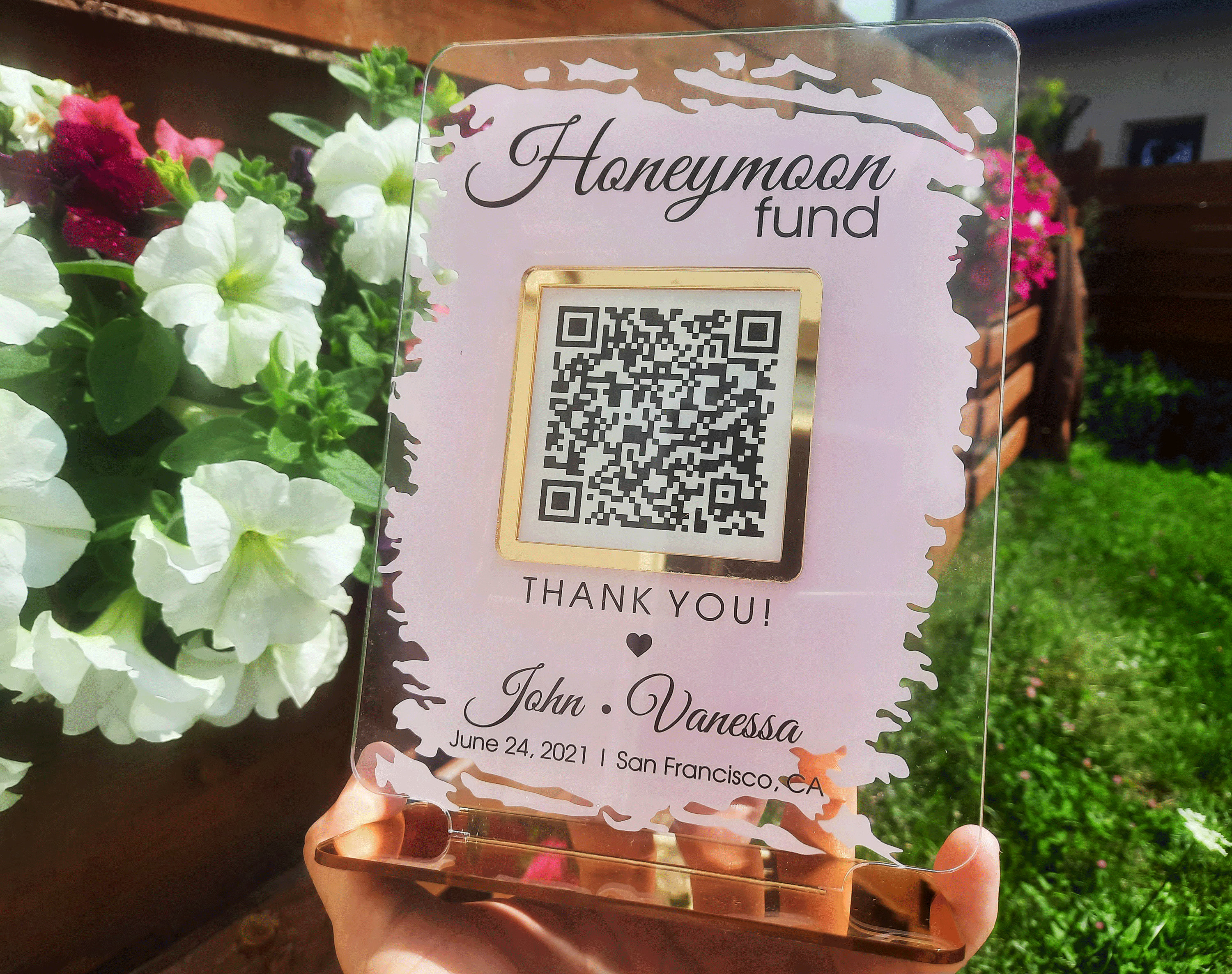 Honeymoon Fund QR Code Wedding Sign | QR Code Sign | Wedding Cash Gift ...