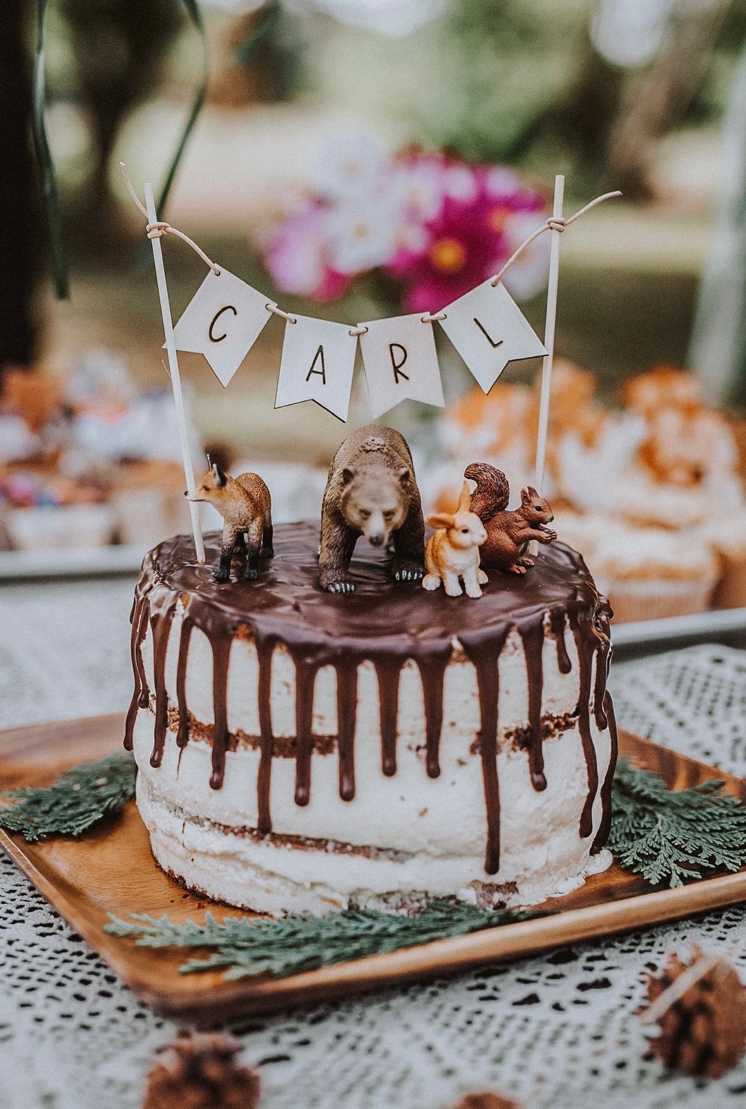 Cadena de banderines de topper de pastel personalizada con nombre de ...