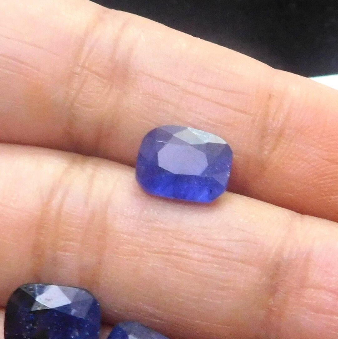 Glass Filled Blue Sapphire Gemstonebaguette Shape 9x11mm - Etsy
