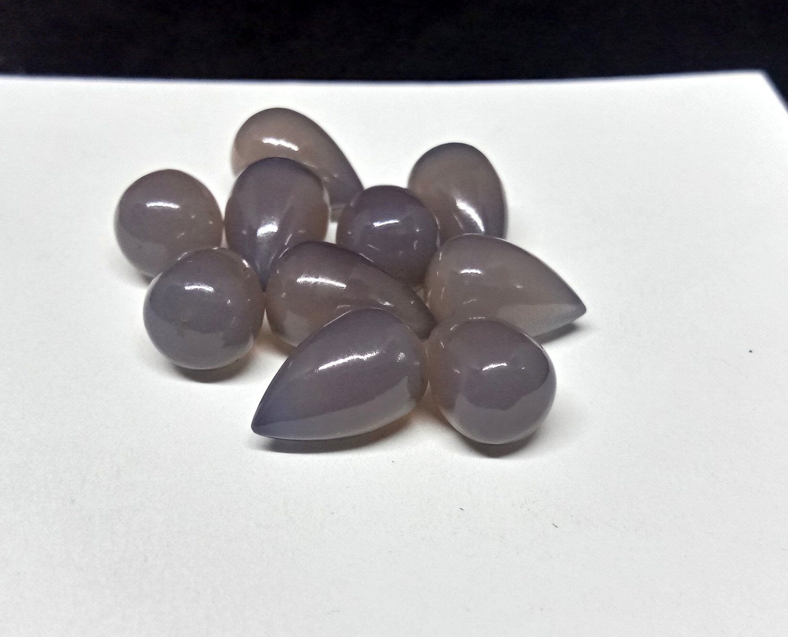 Natural Grey Chalcedony Gemstonedrop Shape 8x12mm Chalcedony - Etsy
