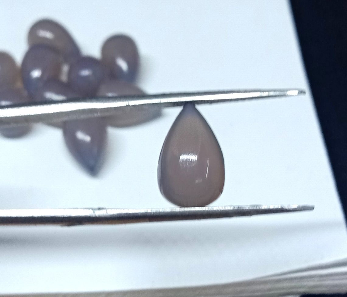 Natural Grey Chalcedony Gemstonedrop Shape 8x12mm Chalcedony - Etsy
