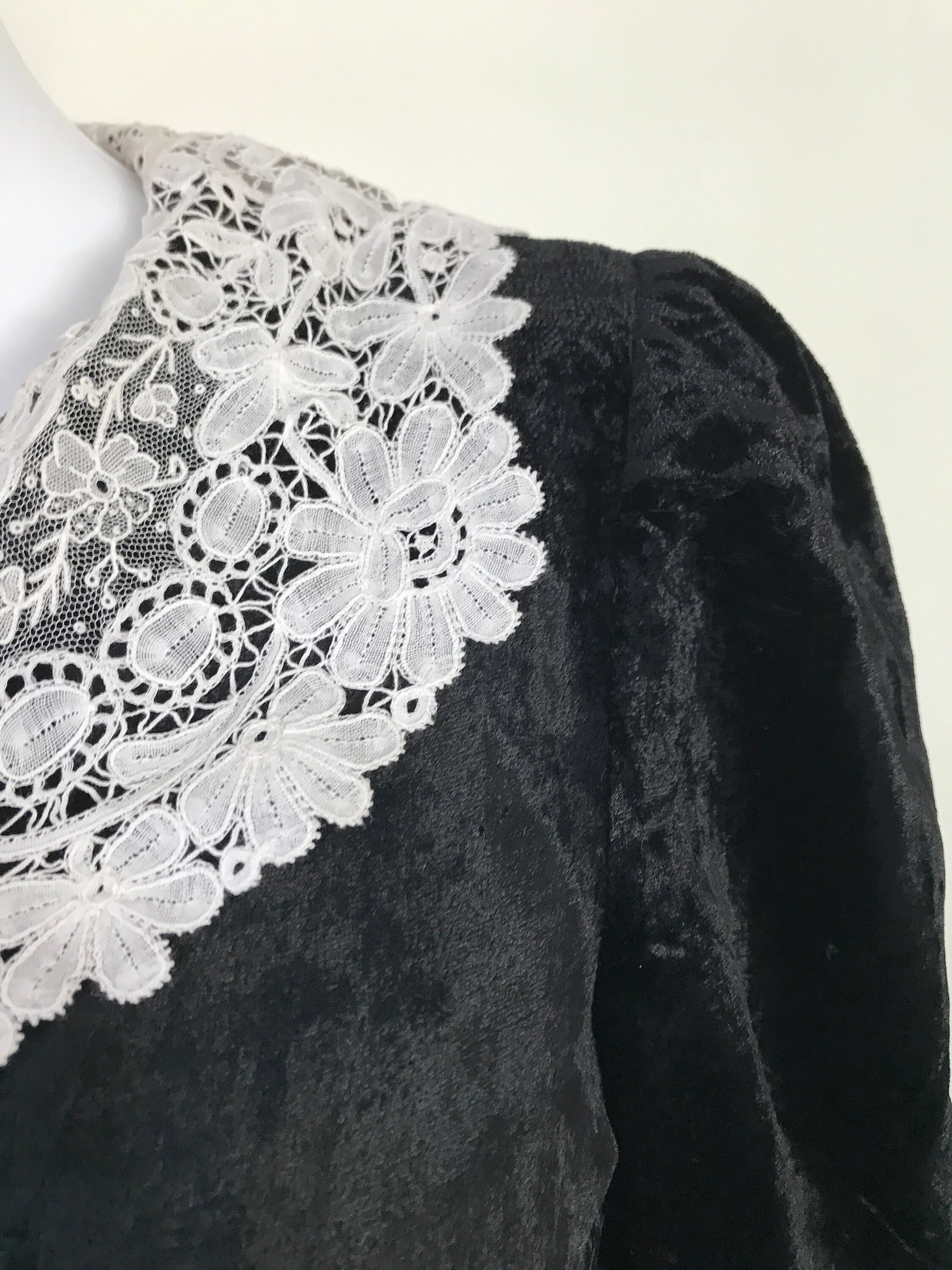 Vintage Antique 1910s Edwardian Velvet Lace Collar Dress - Etsy