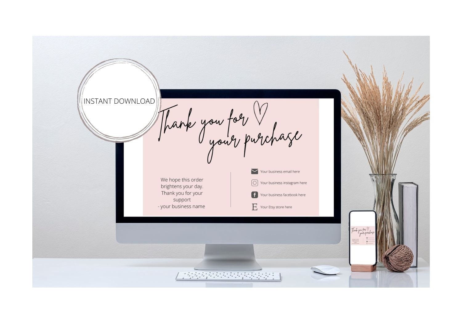 Tarjetas de agradecimiento imprimibles Plantilla empresarial - Etsy México