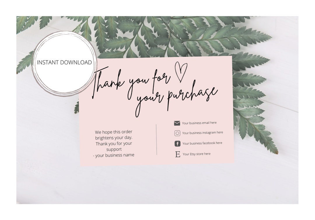 Tarjetas de agradecimiento imprimibles Plantilla empresarial - Etsy España