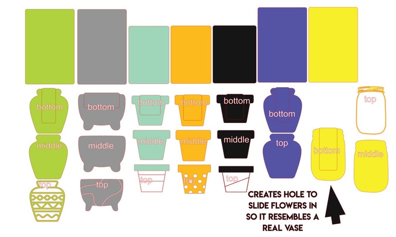 Flower Vase Base for Hand Picked Flowers SVG Spring Laser - Etsy