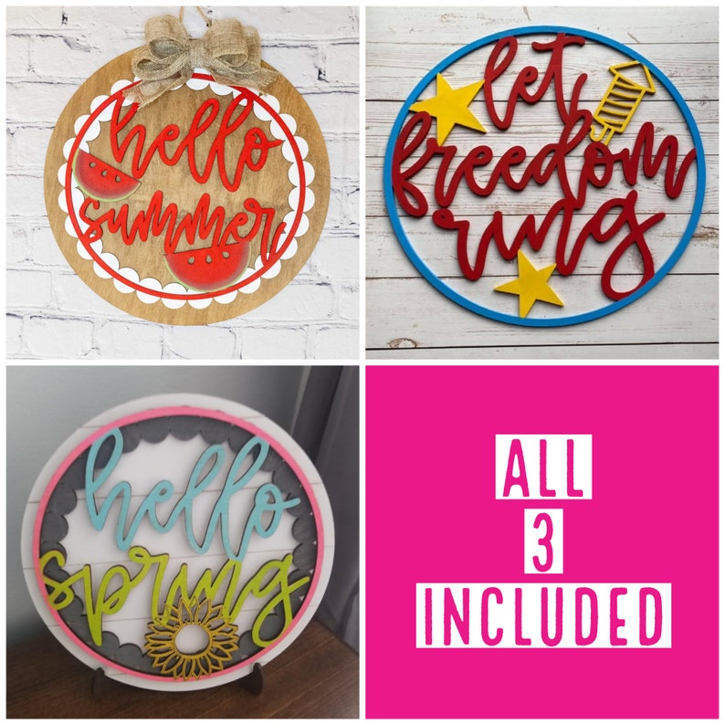 Spring Summer Bundle Door Hanger Svg Hello Spring Decor SVG | Etsy