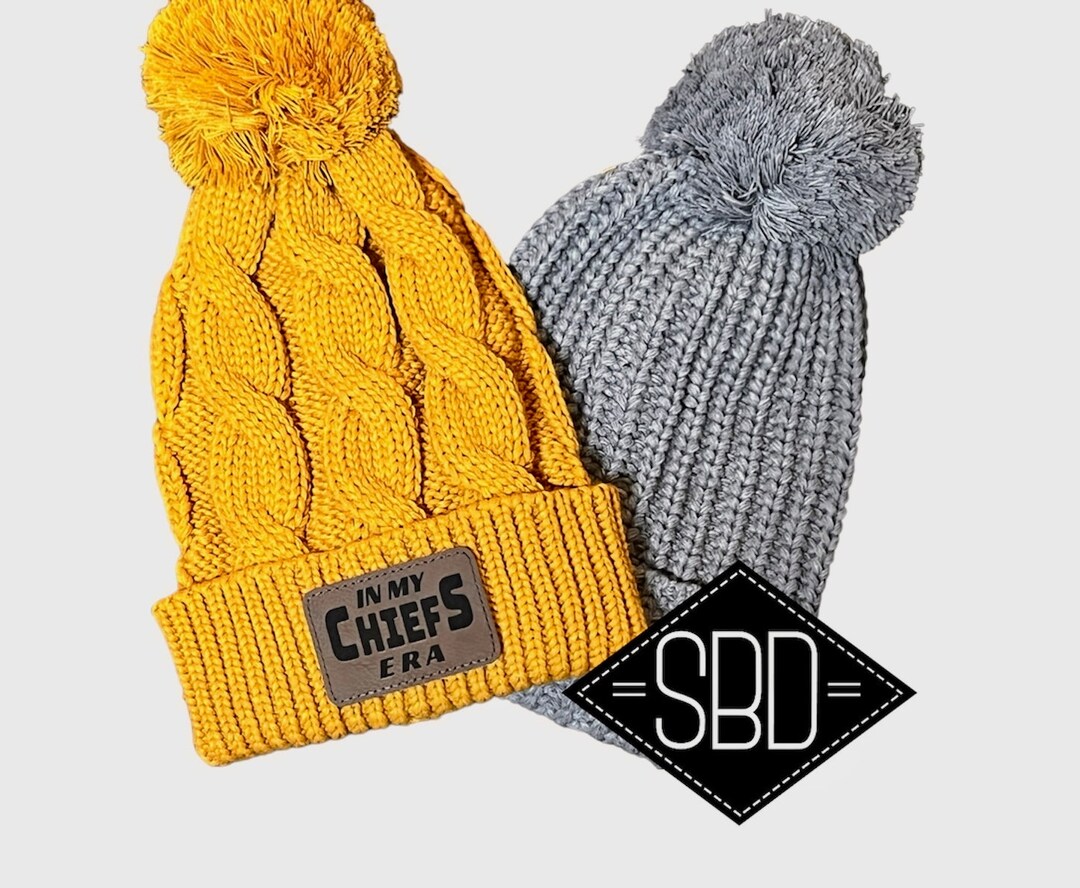 Chiefs Stocking Cap Winter Hat Leatherette Patch Richardson Cable Chunk ...