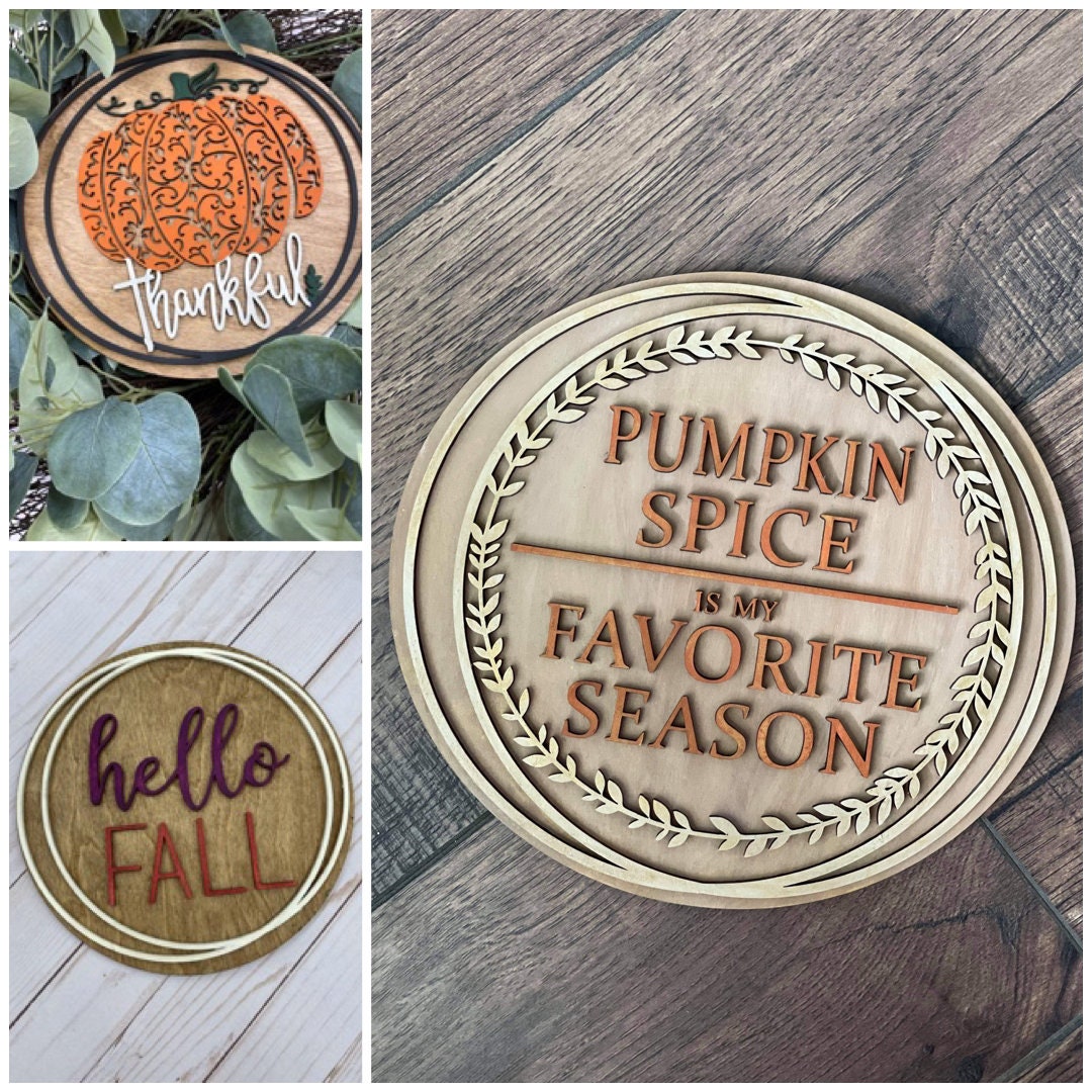 Fall Decor Circle svg Bundle 1 Door Hanger svg thankful | Etsy