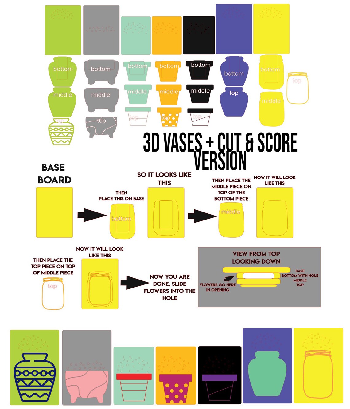 Flower Vase Base for Hand Picked Flowers SVG Spring Laser - Etsy