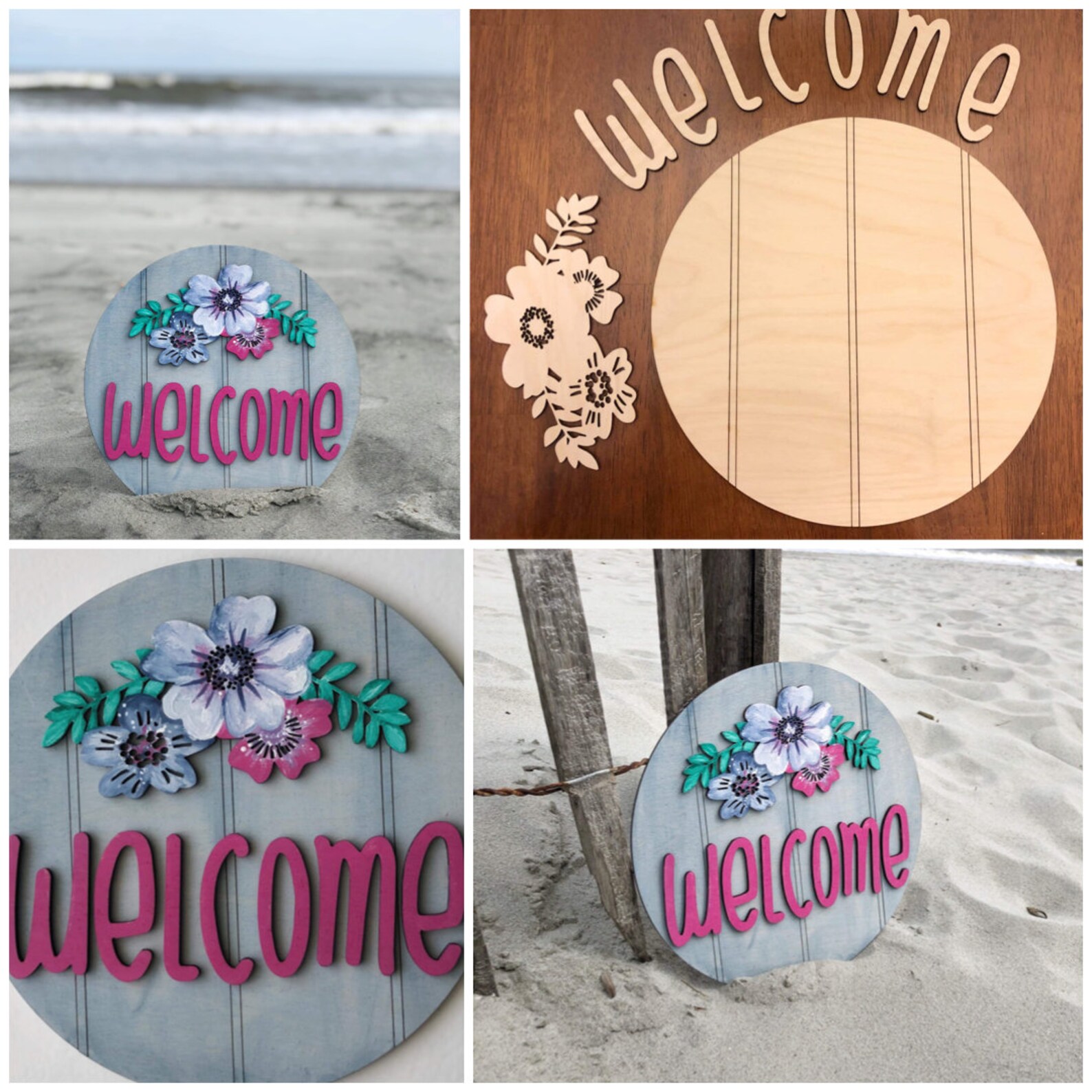 Floral Spring Summer Bundle Door Hanger Svg Hello Welcome - Etsy