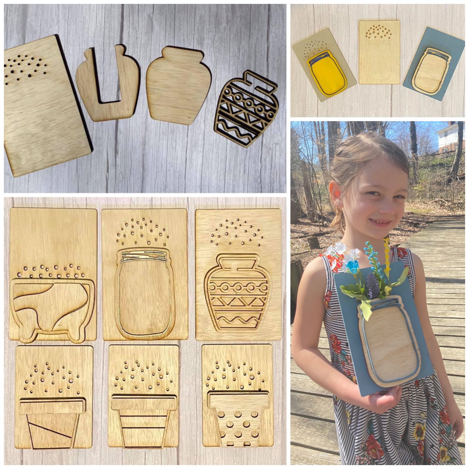 Flower Vase Base for Hand Picked Flowers SVG Spring Laser - Etsy