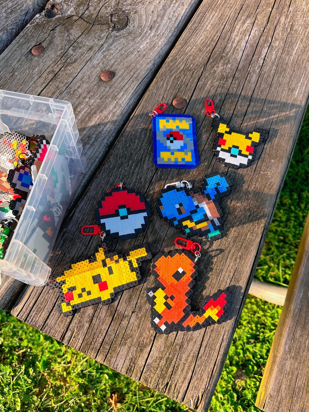 Retro Pixel Art Style Pokémon Perler Bead Keychain - Etsy