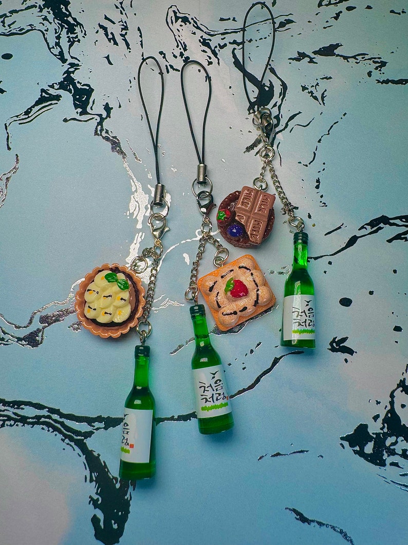 Korean Green Soju Drink With Yummy Kawaii Snack Cake Dessert Mini Food ...