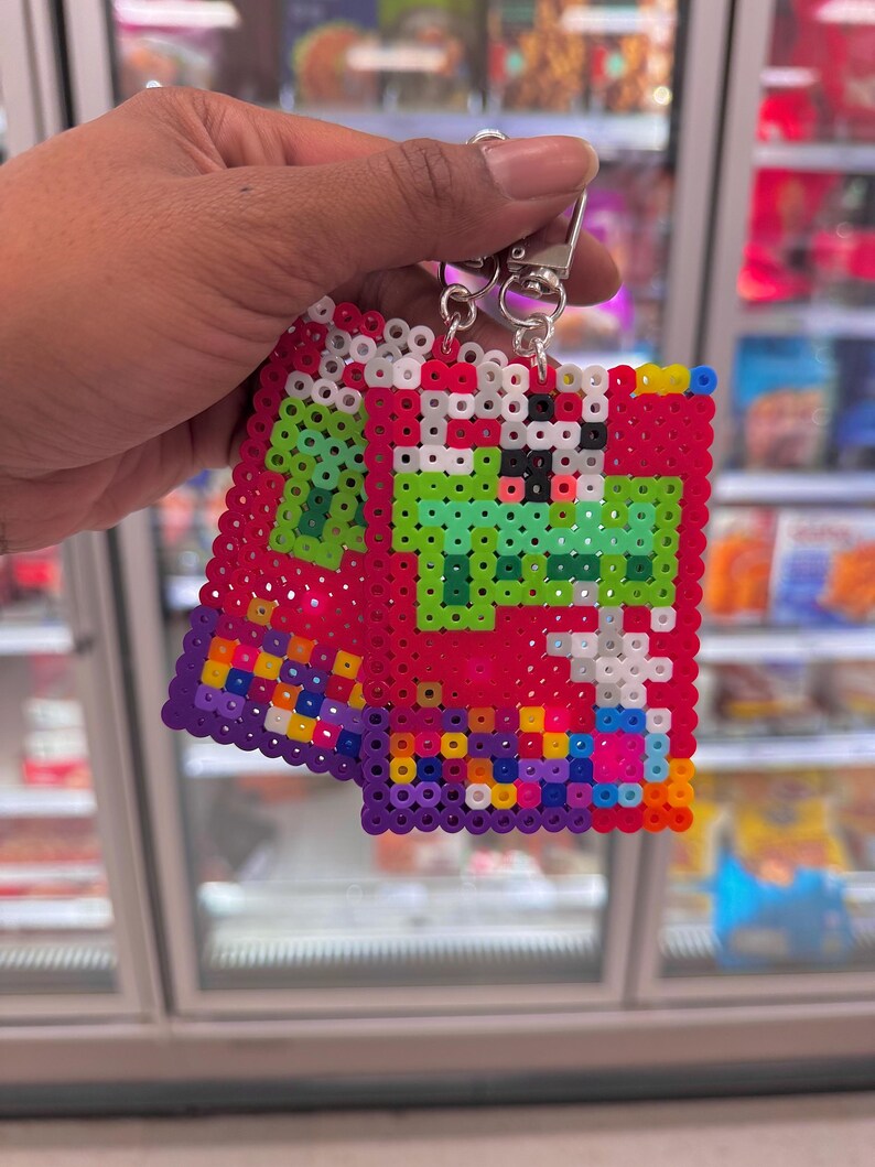 Retro Pixel-art Style Cereal Box Perler Bead Keychain - Etsy Canada