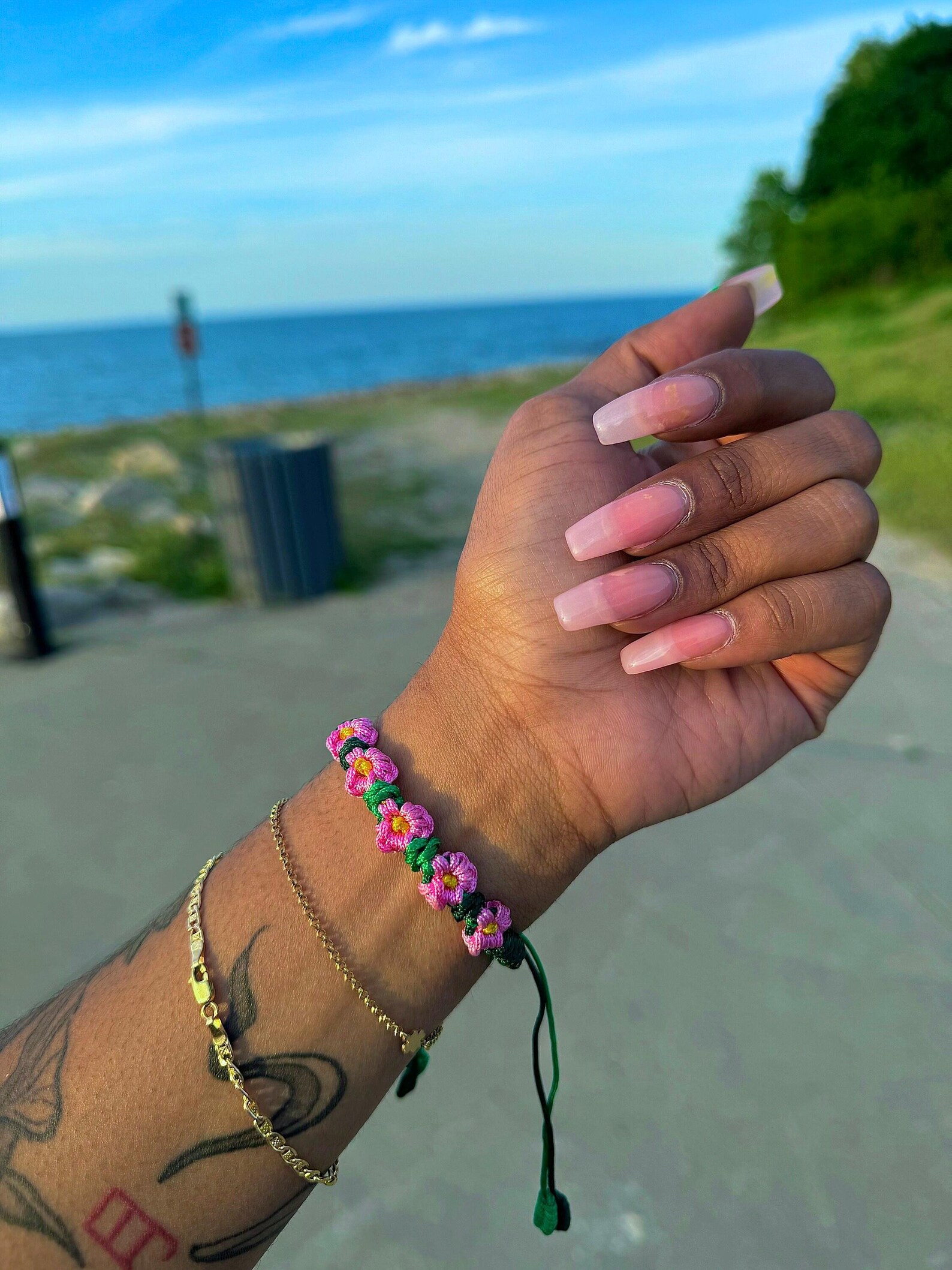 Adjustable Handmade Pink Daisy Chain Friendship Bracelet - Etsy