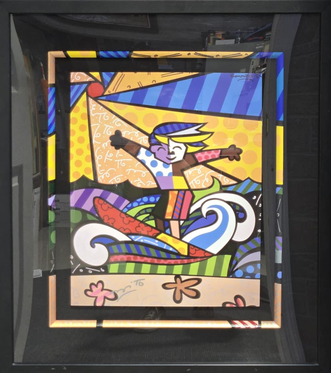 Signed Romero Britto “surfer Boy” Jack Williams Very Rare Framed 3D ...