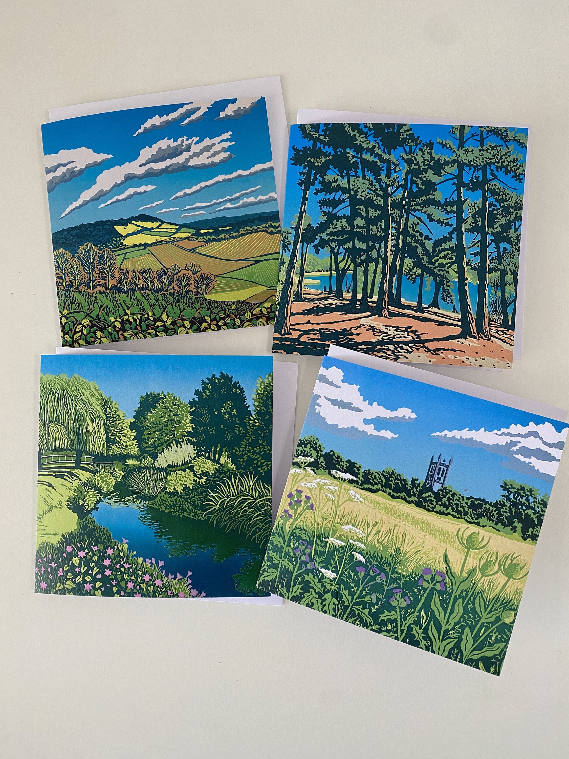 Greeting Card Pack of 4 Lino Cut Lino Print Blank Card - Etsy