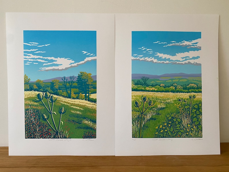 Landscape Lino Print Original Art North Downs Way Lino - Etsy