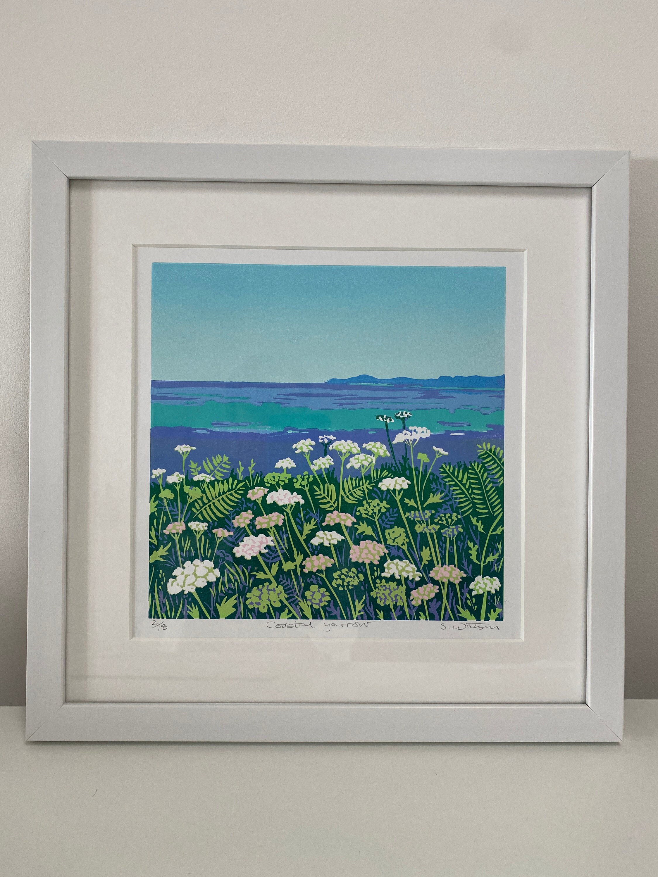 Landscape Lino Print Original Art Sea Wildflowers - Etsy