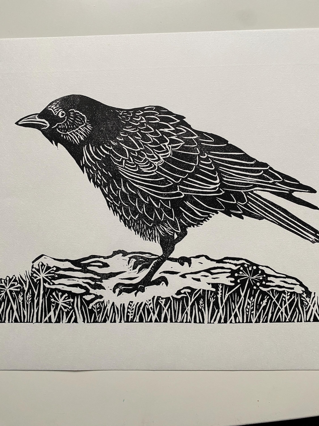 Crow, Lino Print, Bird, Lino Cut, Bird Print, Lino Print, Original Art ...