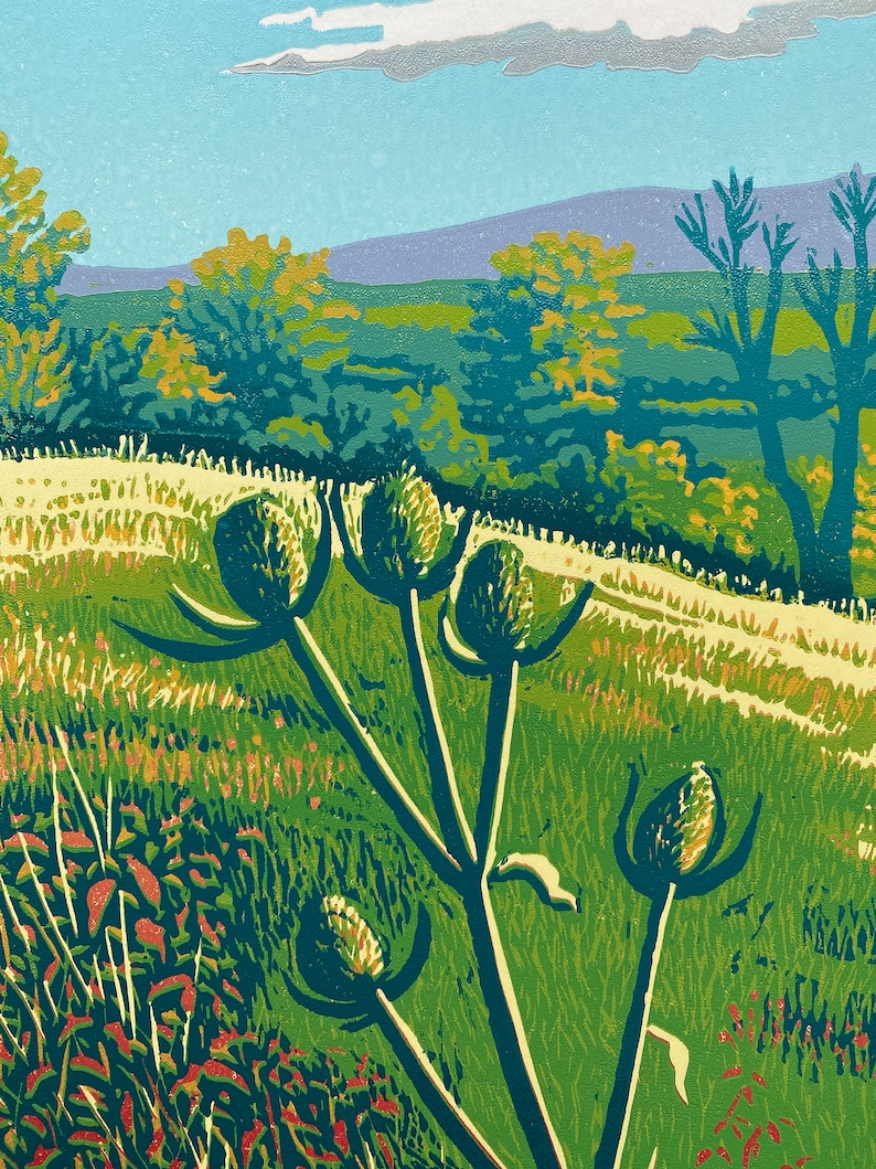 Landscape Lino Print Original Art North Downs Way Lino - Etsy