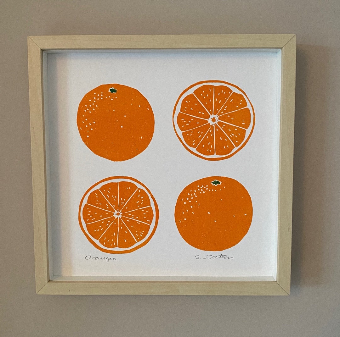 Orange Lino Print, Hand Printed, Fruit, Oranges, Lino Cut, Original Art ...