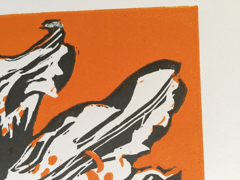 Lily Linocut Lino Print Flowers Orange Original Art Print - Etsy