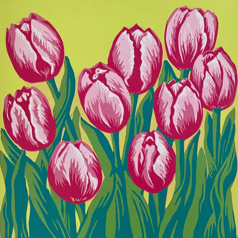 Flower Linocut - Etsy