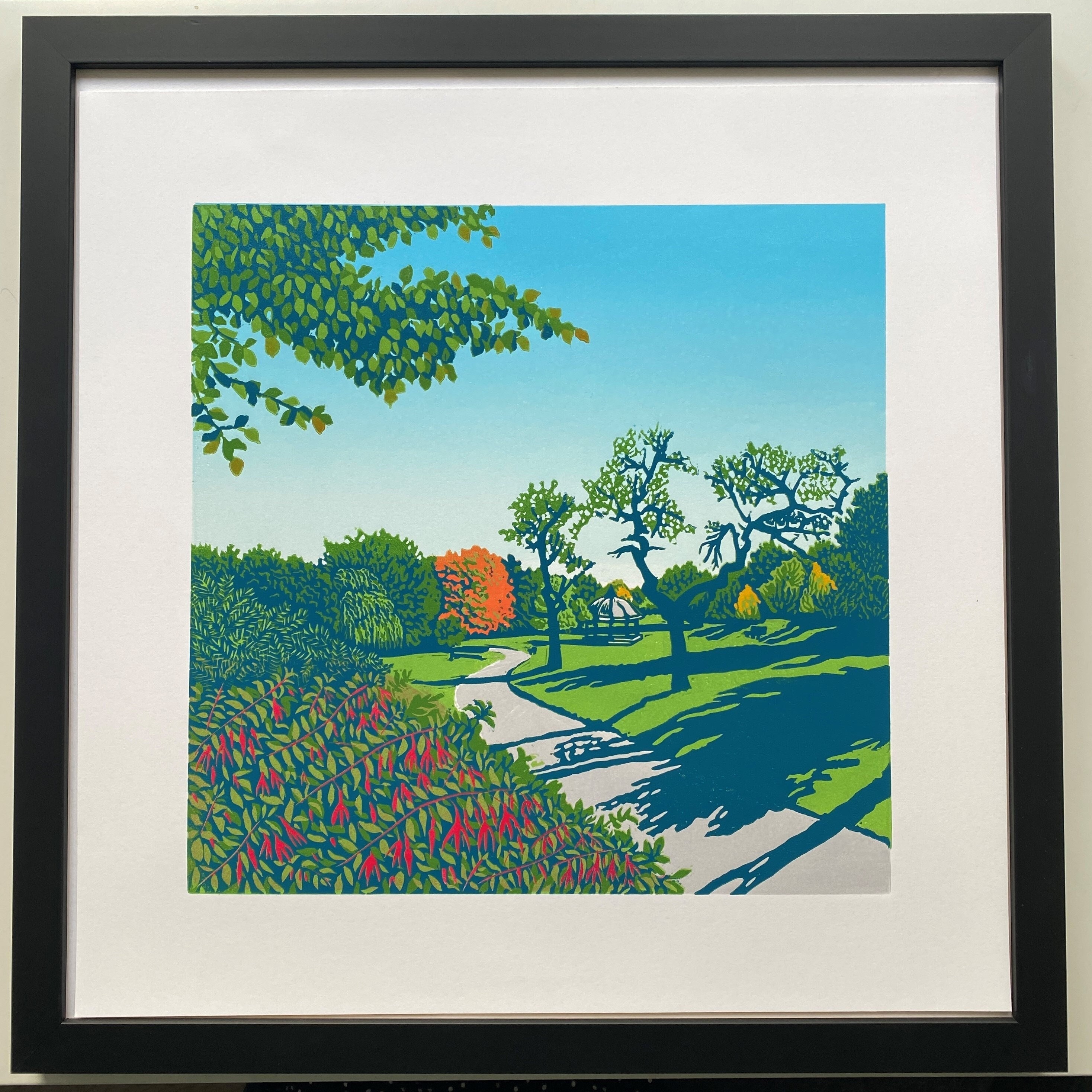 Landscape, Lino Print, Original Art, Godalming, Surrey, Lino Cut, Green ...