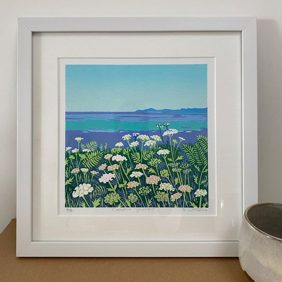 Landscape Lino Print Original Art Sea Wildflowers - Etsy