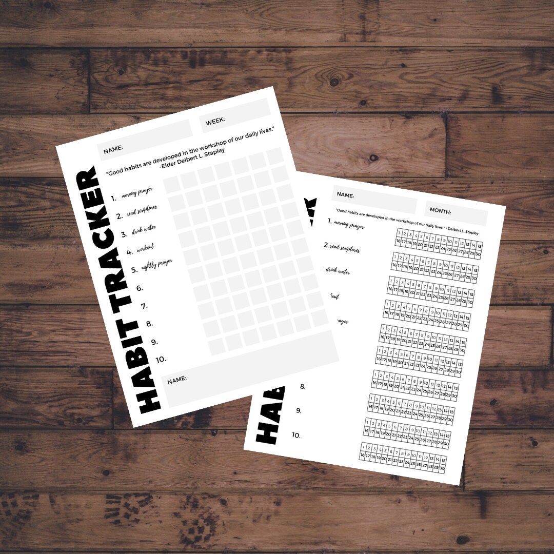 Habit Tracker, LDS Youth Habit Tracker, Go & Do, Strive to Be, LDS ...