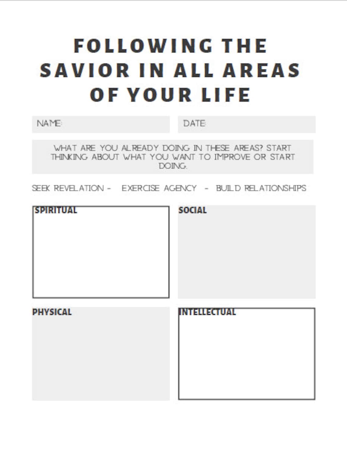 LDS Youth Worksheet, LDS Youth Setting Goals Worksheet, LDS Youth Goal ...