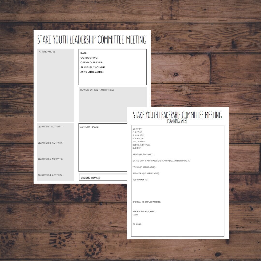 Stake Youth Committee Meeting Agenda and Worksheet, Stake Youth ...