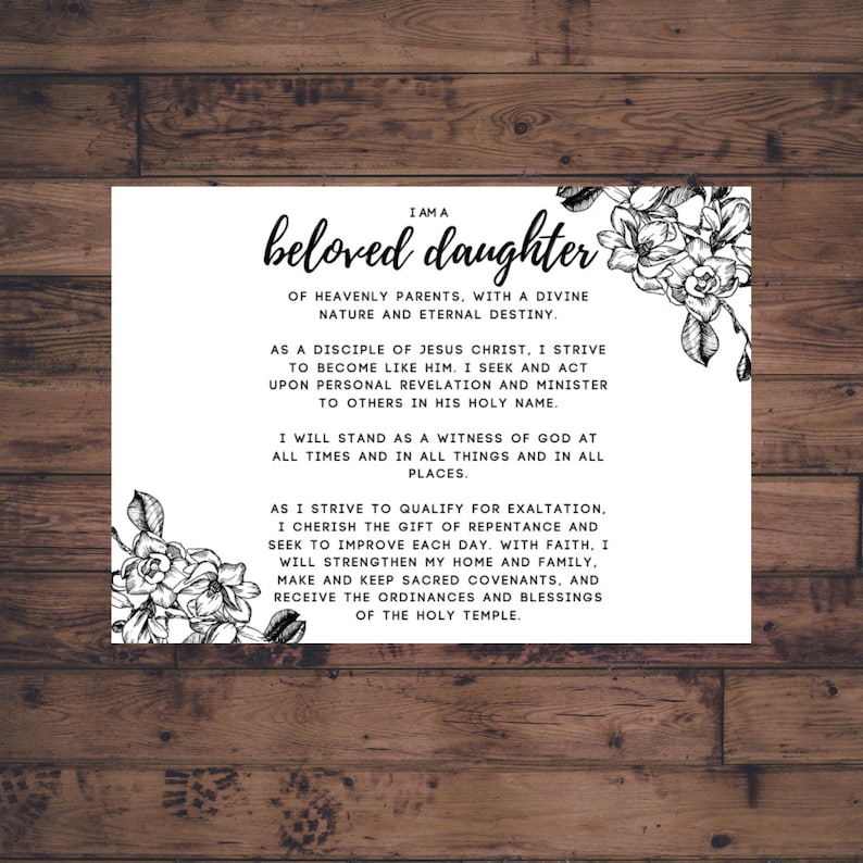 New Young Women LDS Theme Scripture Card, New Young Women's Theme ...