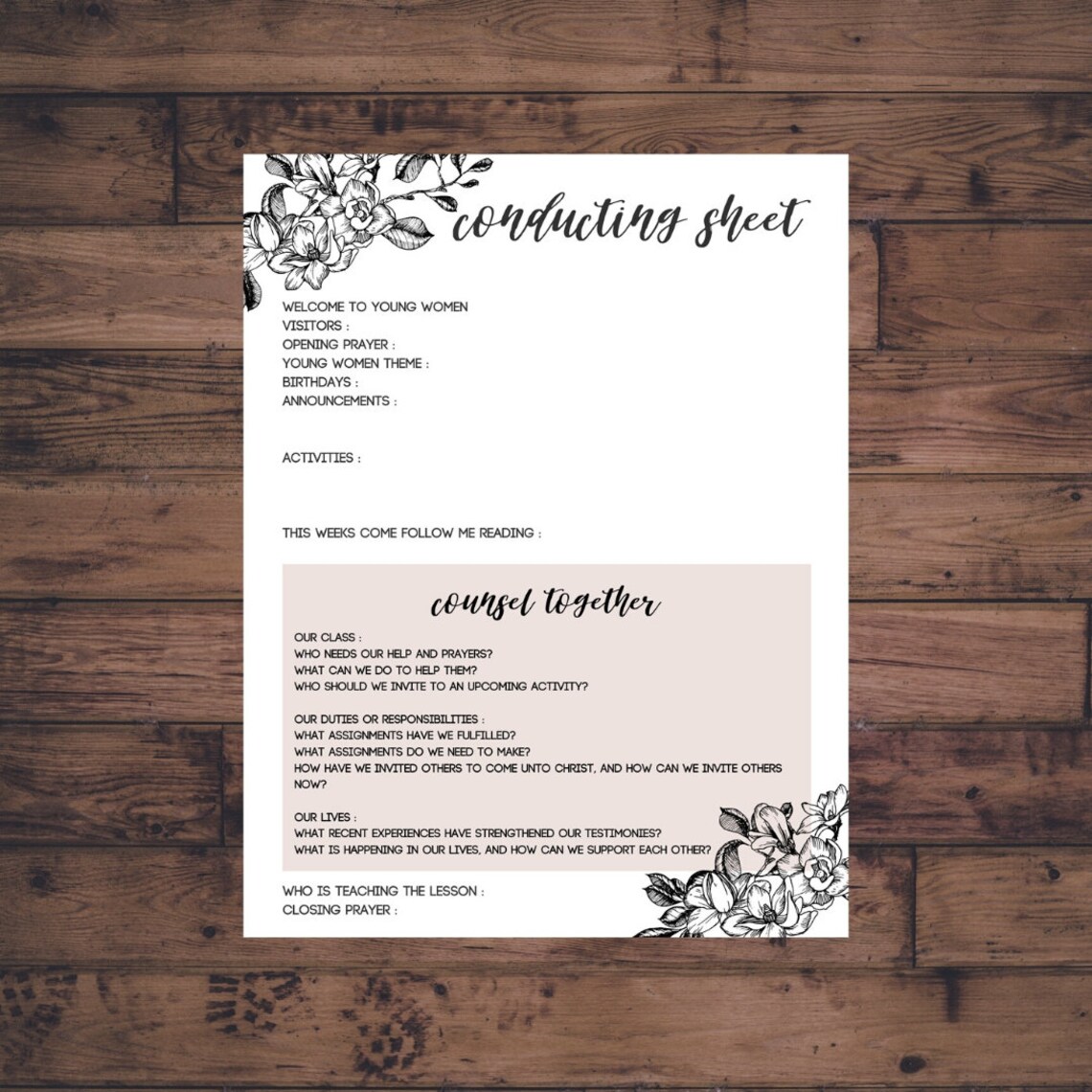 2020 Young Women Conducting Sheet, Young Women's Conducting Sheet ...