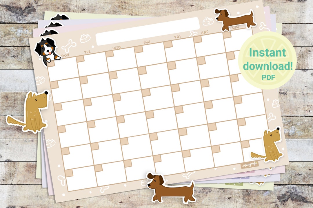 Open Monthly Calendar | Cute Stationery | Instant Download Printable ...
