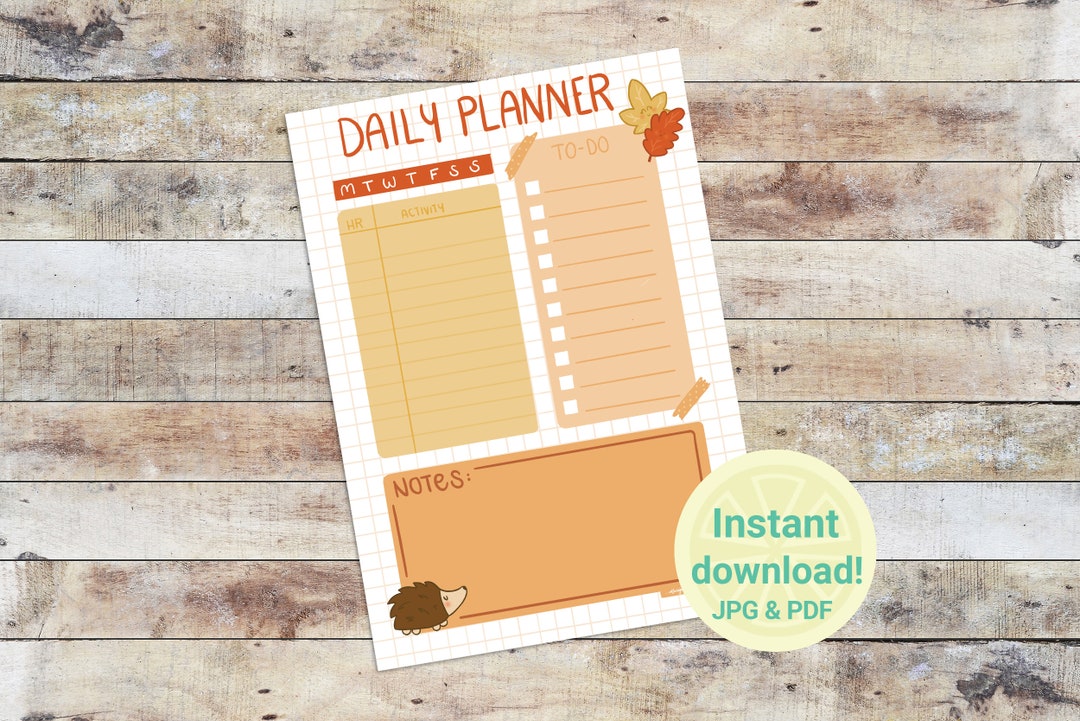 Autumn Daily Planner Printable | To-do List , Reminders, Notes, Cute ...