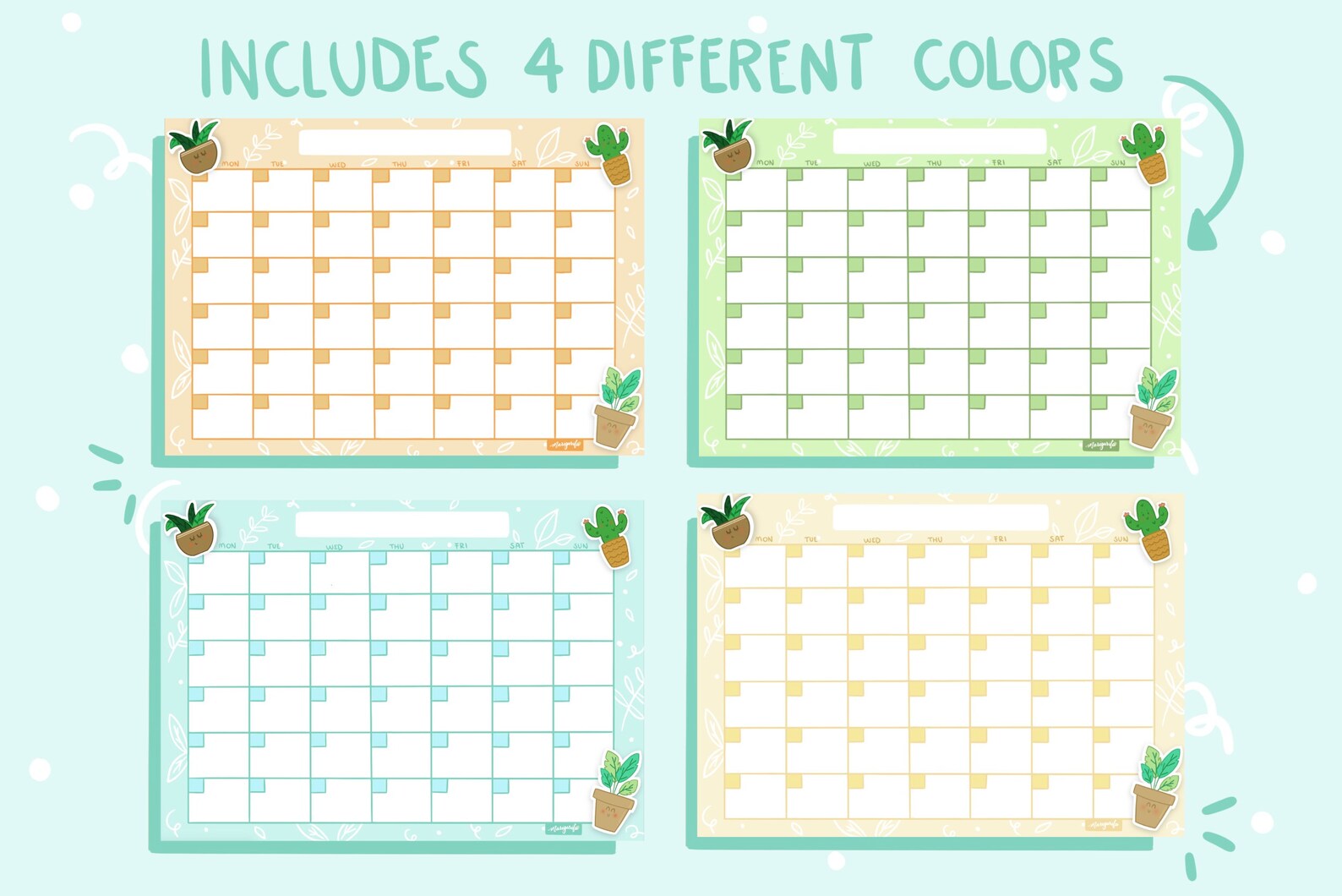 Open Monthly Calendar | Cute Stationery | Instant Download Printable ...